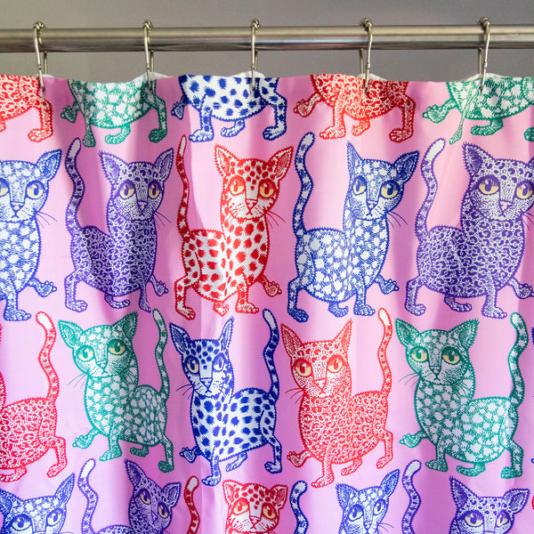 Pink Cat Attack Shower Curtain - Calamityware®